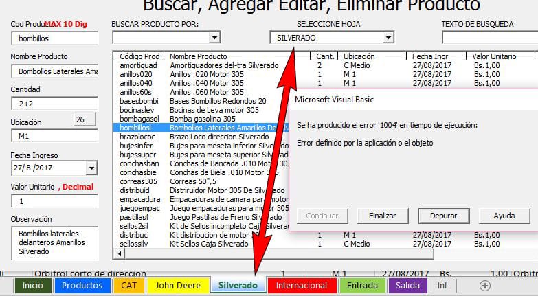 Error 1004 en tiempo de ejecución. Error definido por la aplicación o ...