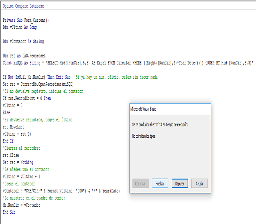 Error 13 Vb. Al ejecutar formulario en entrada de datos - Visual Basic ...