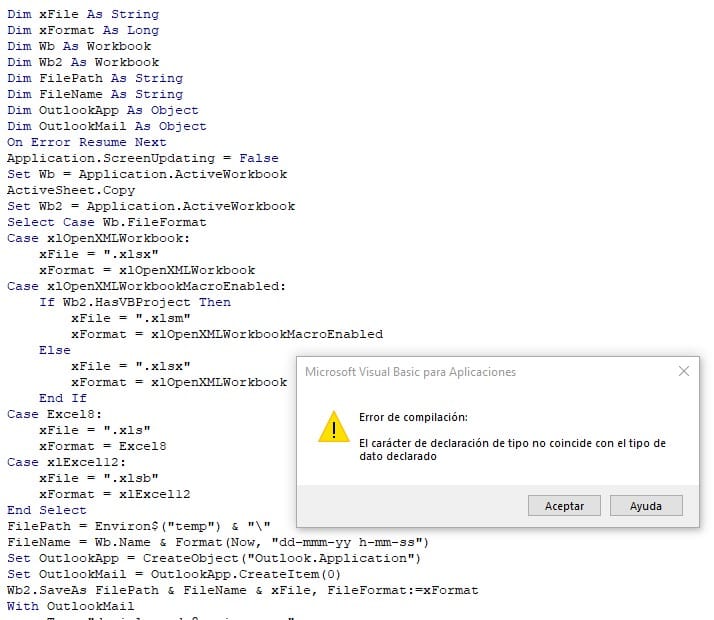 Error de compilación envío mail por Outlook - Microsoft Outlook - Todoexpertos.com