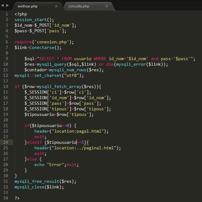 Aparece un mensaje de error al momento de verificar el usuario y su contraseña estoy utilizando ...