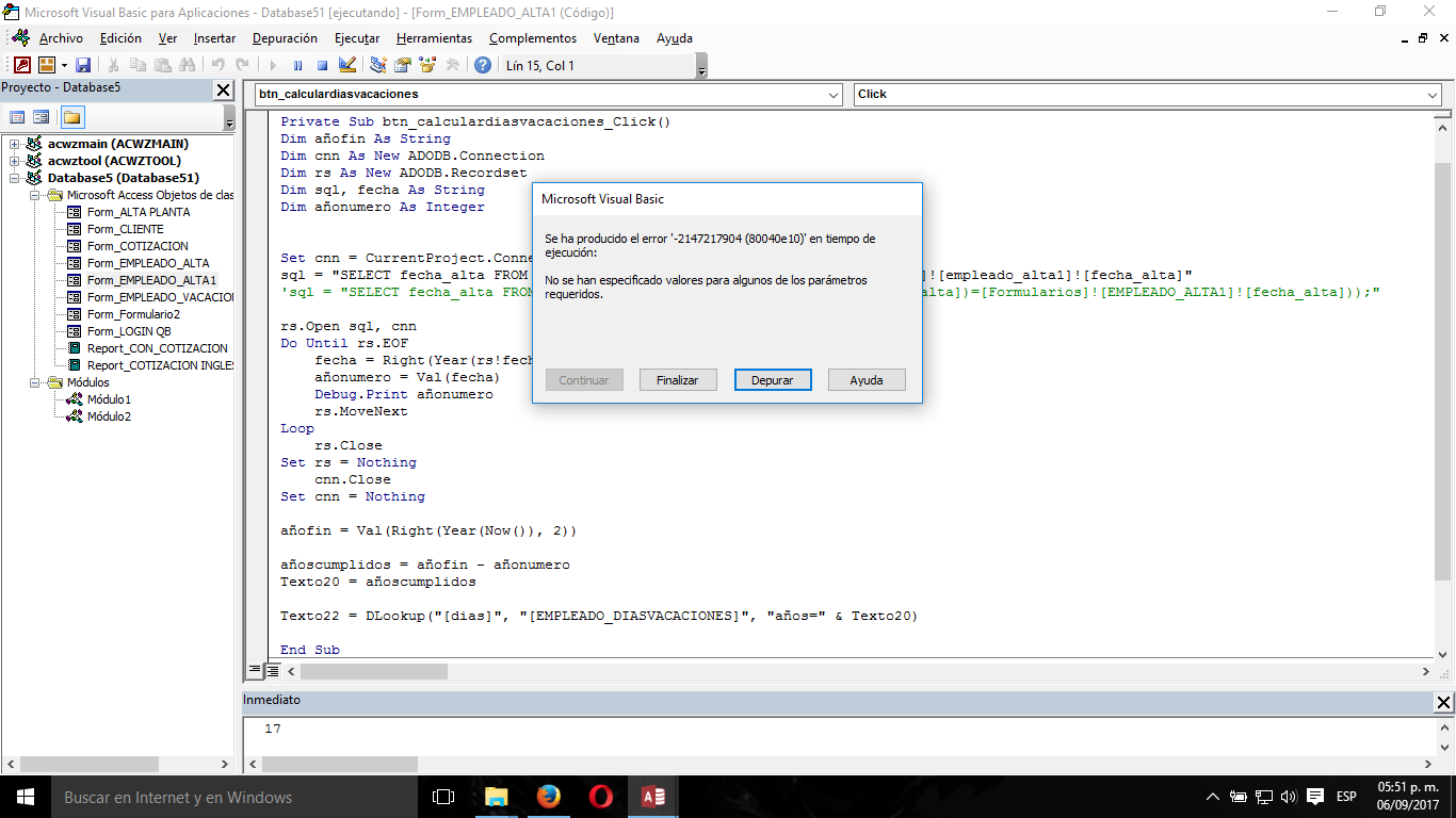 Error en el recordset al momento de ejecutar - Microsoft Access - Todoexpertos.com