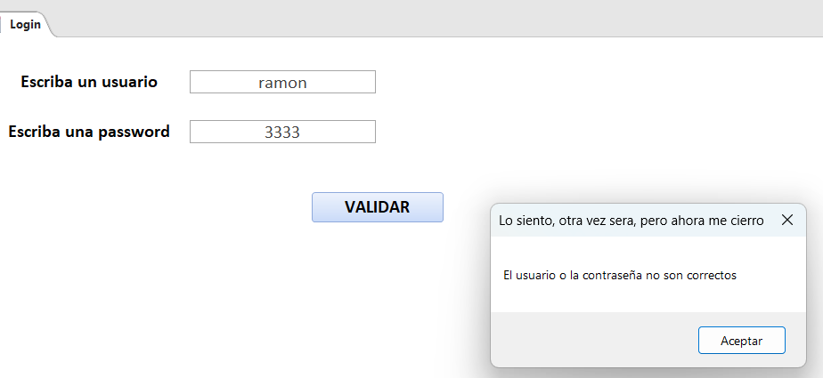Formulario de Validacion de Usuario y Password para abrir formulario en vista edicion ...