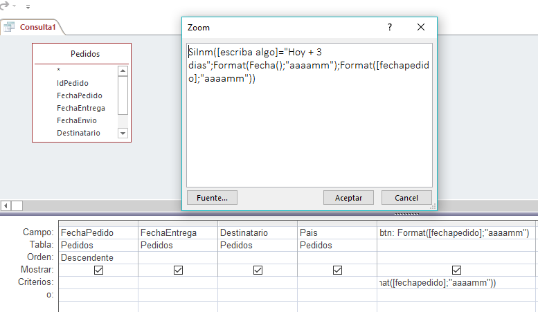 ACCESS Crear una consulta con una condición en el criterio y si no se ...