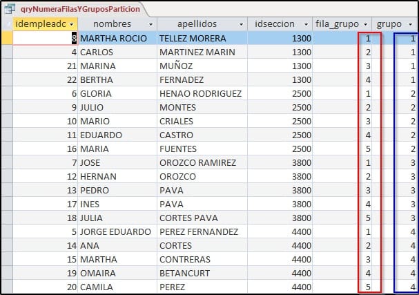 Crear consulta de Paso a Través al servidor de datos PostgreSQL, para numerar los empleados por ...