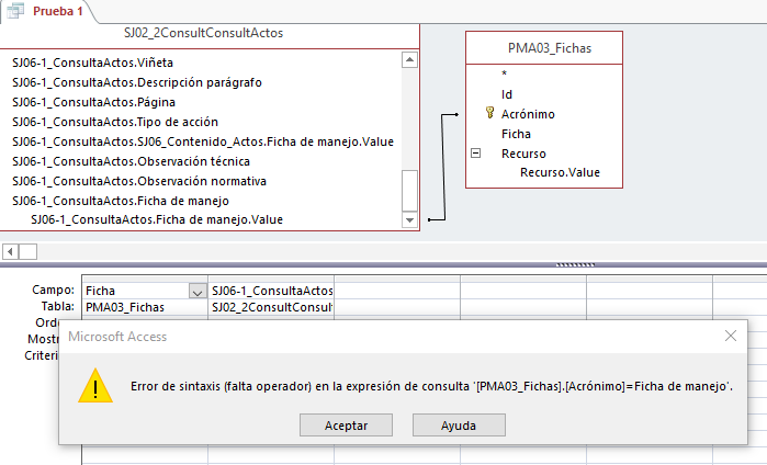 Access. Error de sintaxis en consulta para un campo de múltiple valor ...
