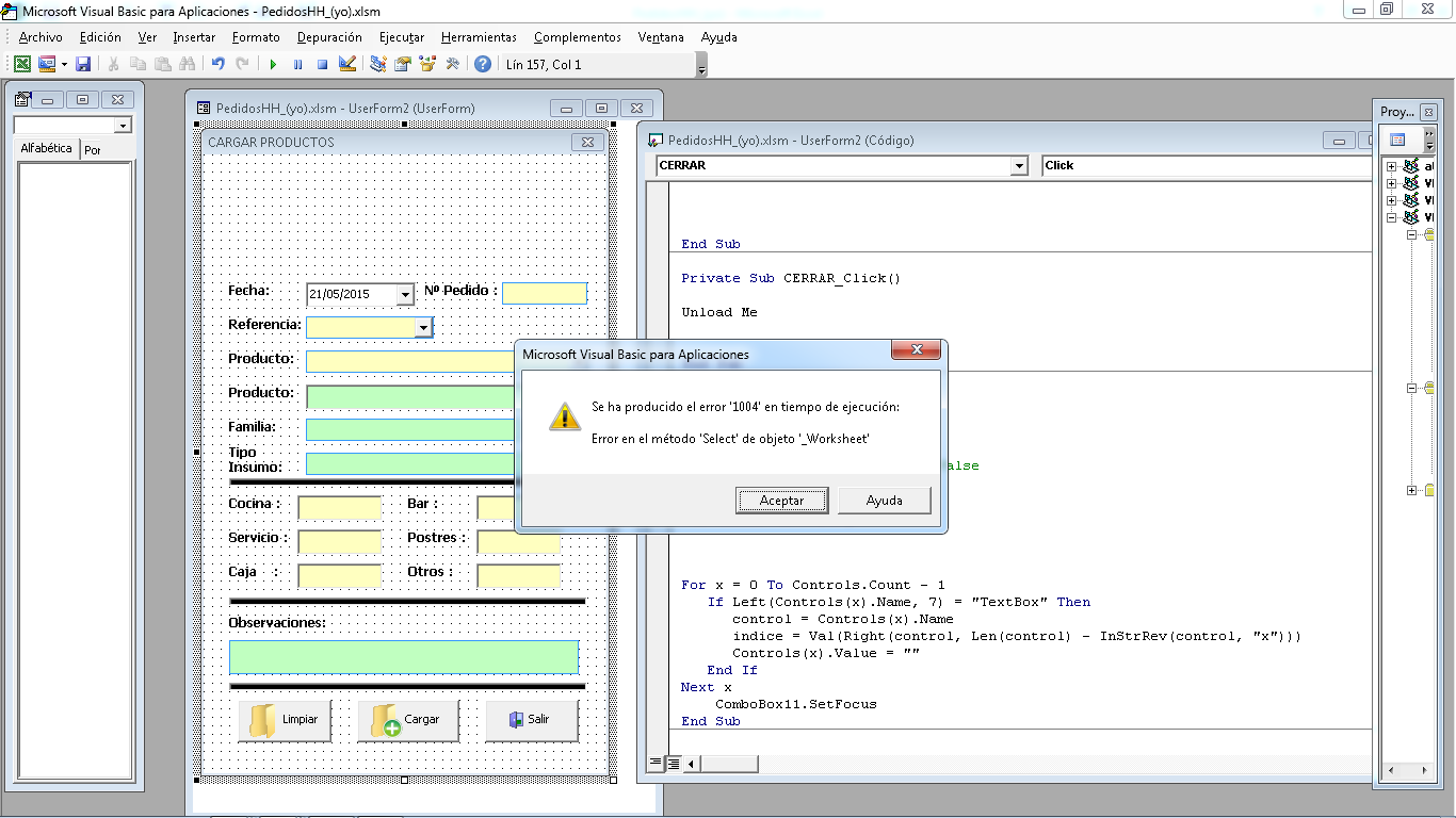 Error al ejecutar un formulario desde el editor VBA de Excel ...
