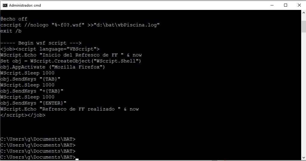 Comando sendkeys en archivo bat windows 7 - MS-DOS - Todoexpertos.com