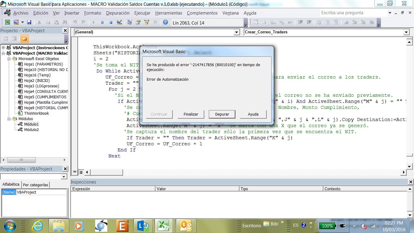 Error de automatización en tiempo de ejecución - Visual Basic - Todoexpertos.com