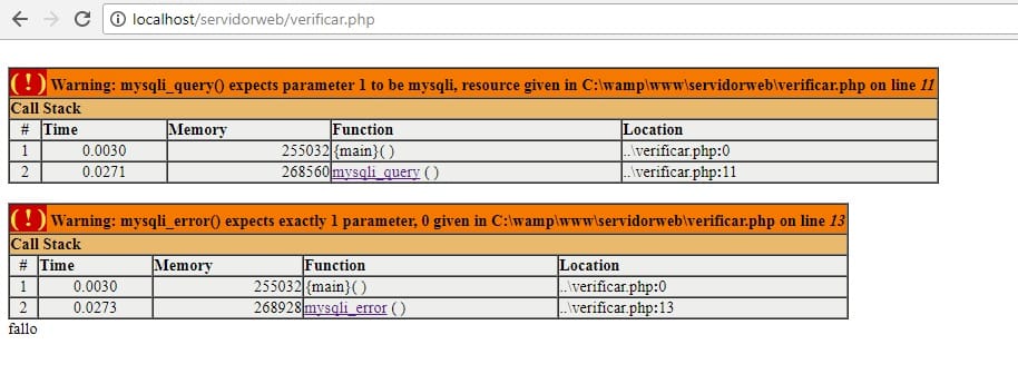 Aparece un mensaje de error al momento de verificar el usuario y su contraseña estoy utilizando ...